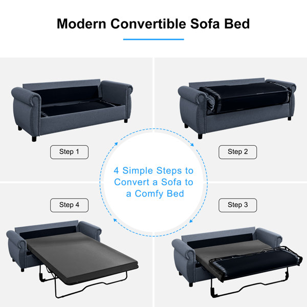 Lark Manor™ Full Sleeper Sofa With 4" Foldable Memory Foam Mattress, 2 In 1 Upholstered Pull Out ...